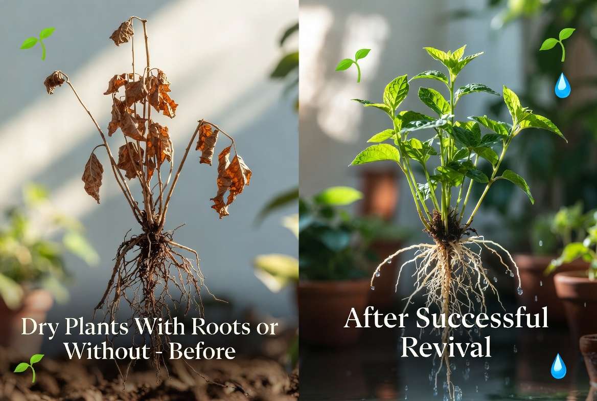 Dry Plants With Roots or Without: How to Revive Them